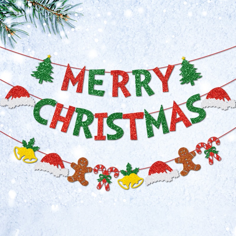 Merry Christmas Banner - Etsy