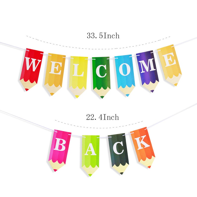 Welcome Back Banner Bulletin Board Pencil Stationery Banner Classroom ...
