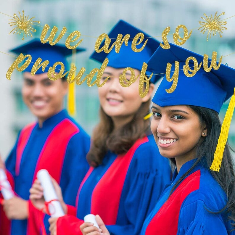 Gold Glittery We Are so Proud of You Banner, Congratulations Banner ...