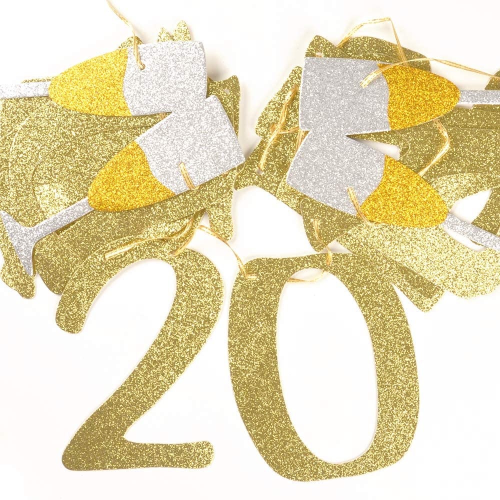 Cheers to 20 Years Banner With 24 Tissue Paper Tassels and 25pcs Circle ...