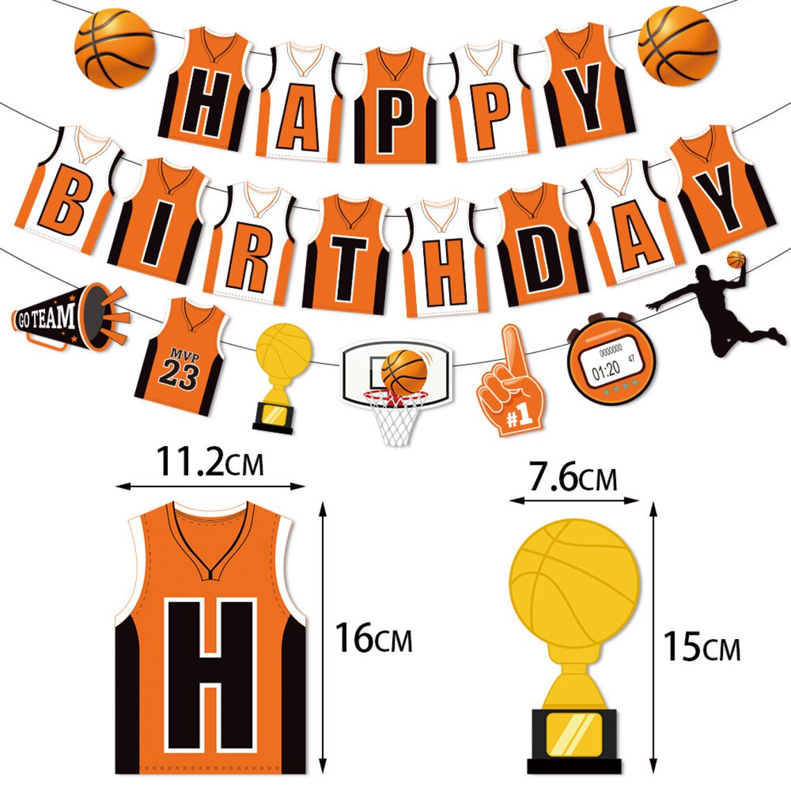 Basketball Birthday Party Decorations Set Include HAPPY - Etsy
