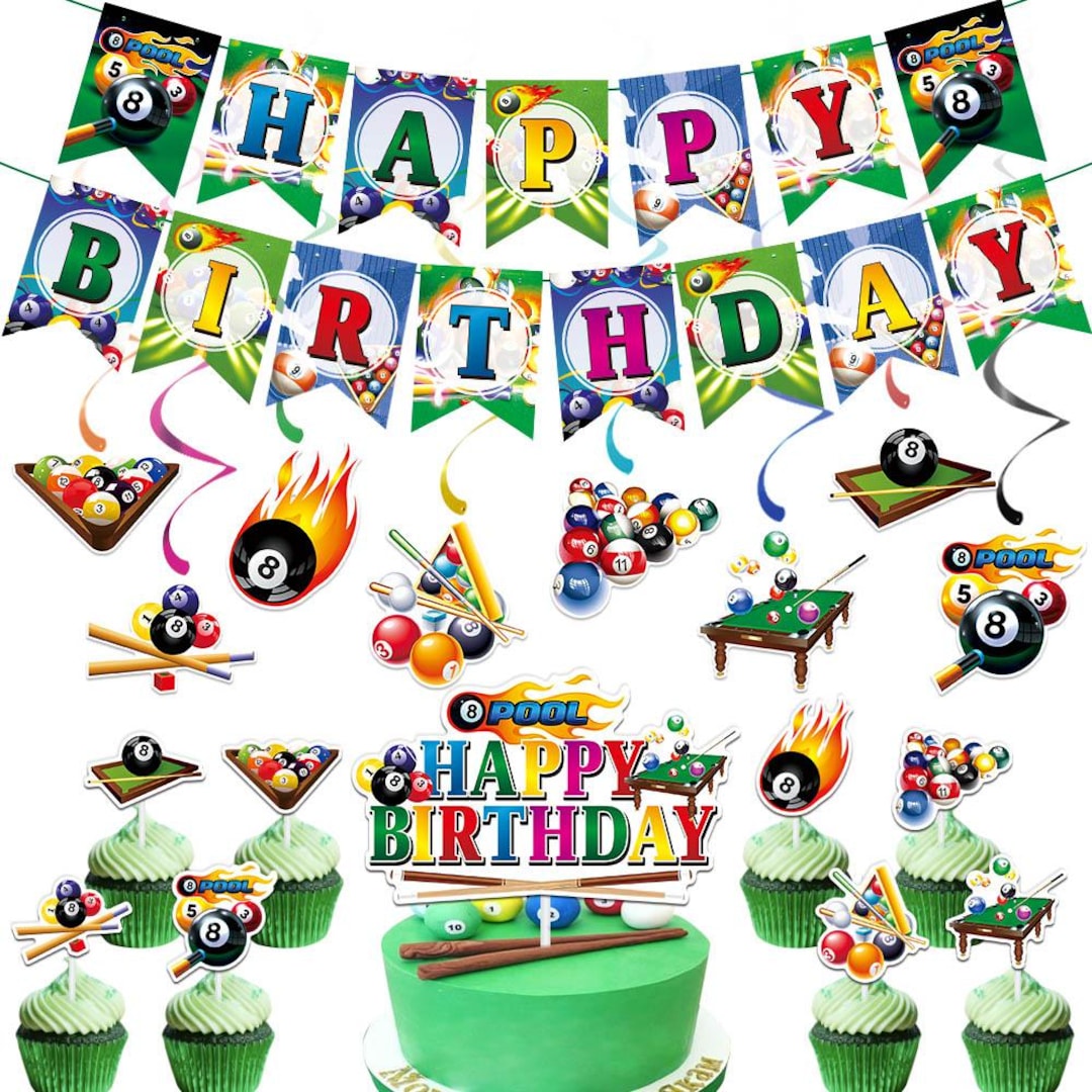 Billiards Party Decoration Birthday Party Happy Birthday Banner,hanging ...