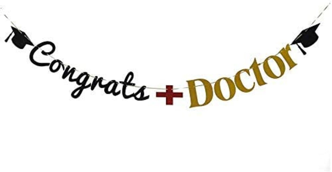Gold Glitter Congrats Doctor Banner Signs,graduation Decorations for ...
