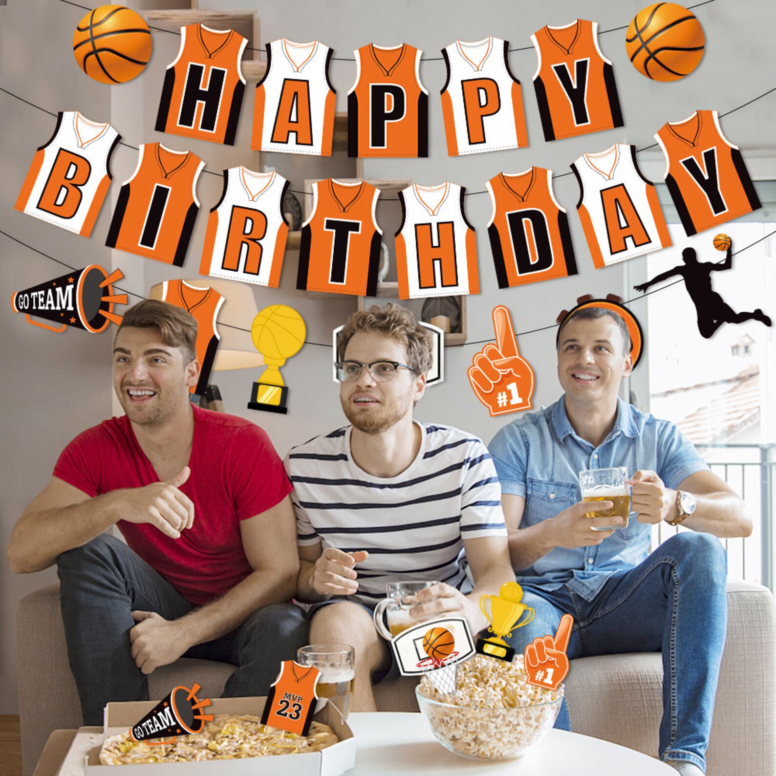 Basketball Birthday Party Decorations Set Include HAPPY BIRTHDAY Banner ...