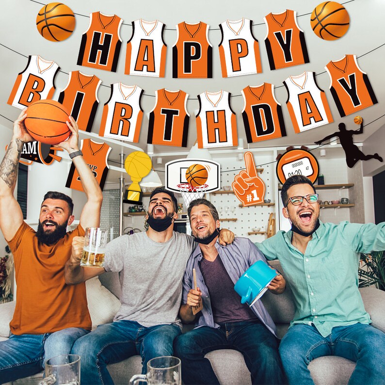 Basketball Birthday Party Decorations Set Include HAPPY BIRTHDAY Banner ...