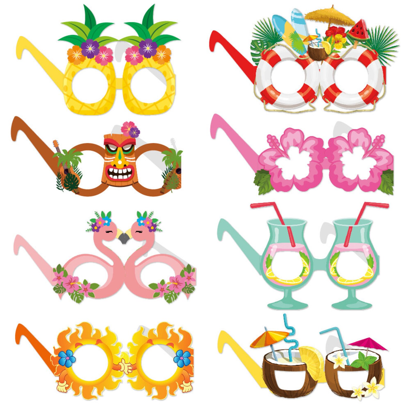16PCS Summer Party Sunglasses Funny Hawaiian Glasses Summer - Etsy