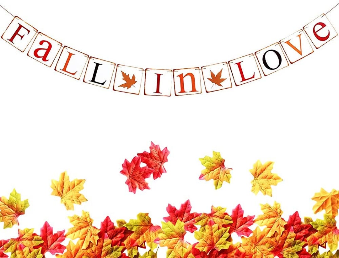 FALL IN LOVE Banner Set With 100pcs Maple Leaves for Fall Autumn Themed Wedding Bridal Shower ...
