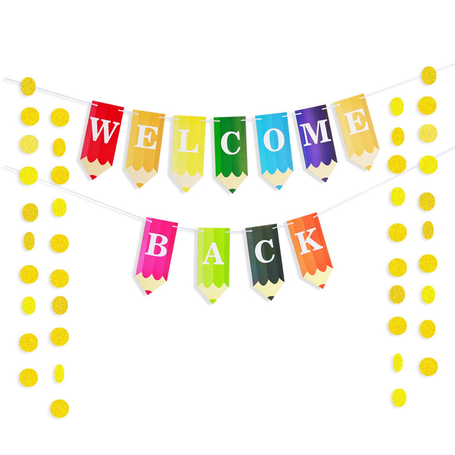 Welcome Back Banner Bulletin Board Pencil Stationery Banner Classroom ...