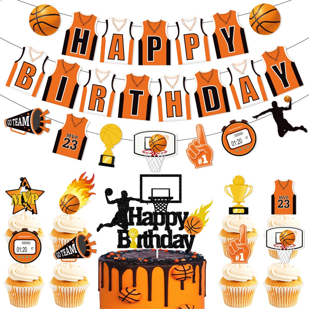 Basketball Birthday Party Decorations Set Include HAPPY BIRTHDAY Banner ...