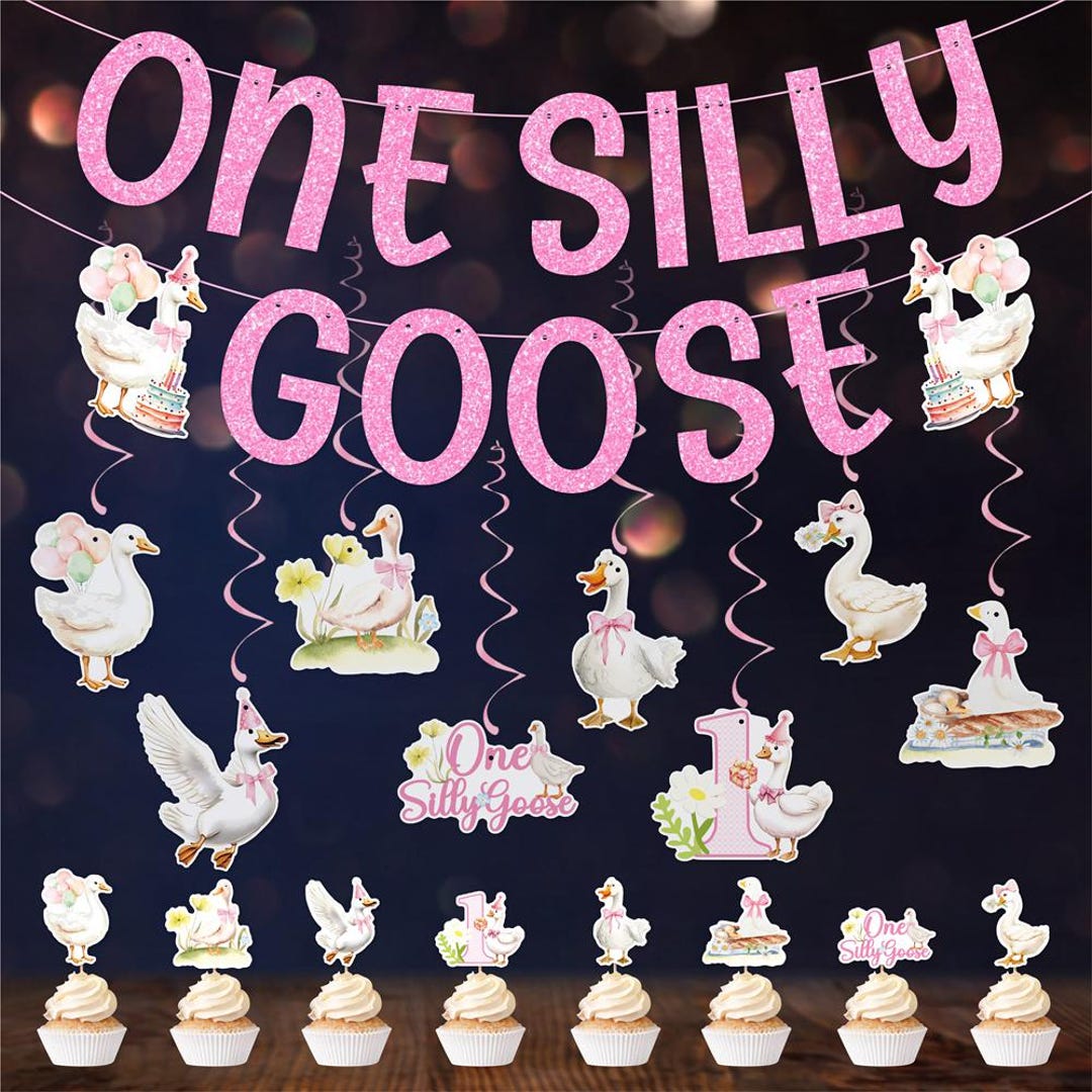 One Silly Goose 1stbirthday Party Decoration Banner Silly Goose Hanging ...