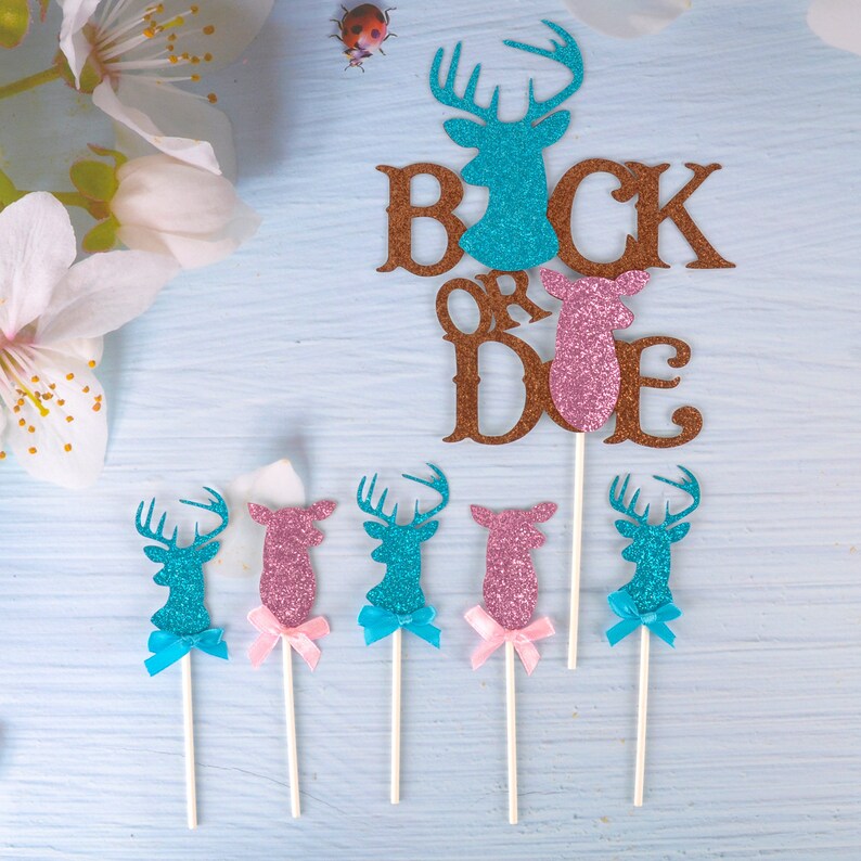 Buck or Doe Cake Topper and 24 Counts Buck or Doe Cupcake - Etsy
