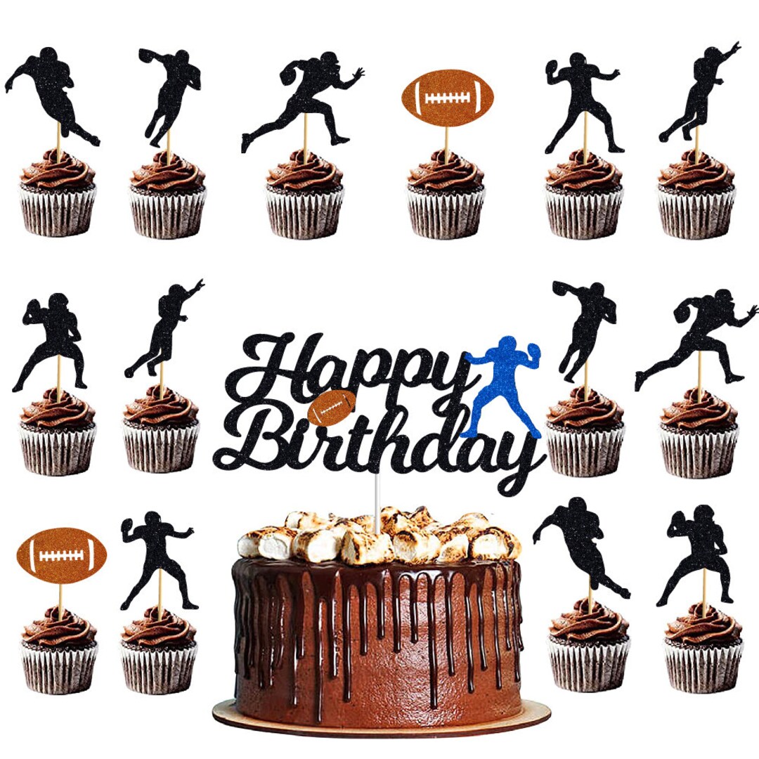 22pcs Black Glitter Sport Theme Party Decoration Football - Etsy