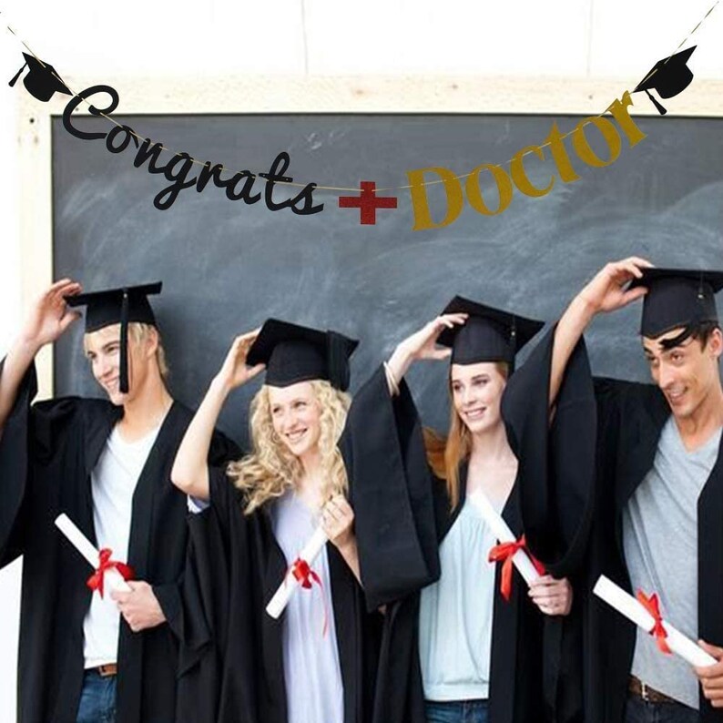 Gold Glitter Congrats Doctor Banner Signs,graduation Decorations for ...