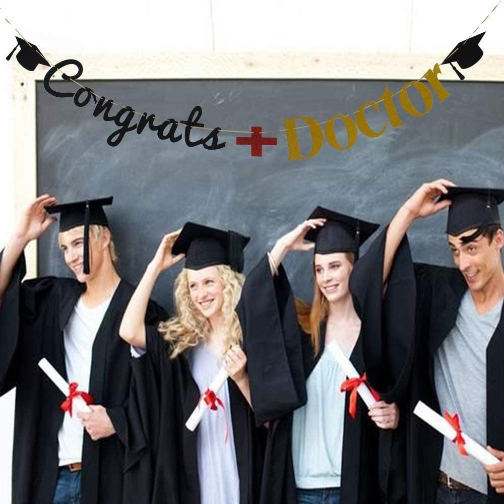Gold Glitter Congrats Doctor Banner Signs,graduation Decorations for ...