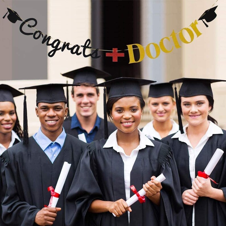 Gold Glitter Congrats Doctor Banner Signs,graduation Decorations for ...