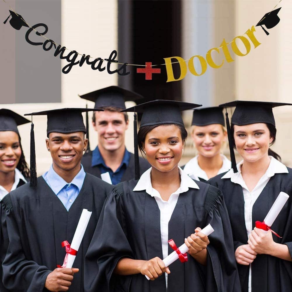 Gold Glitter Congrats Doctor Banner Signs,graduation Decorations for ...