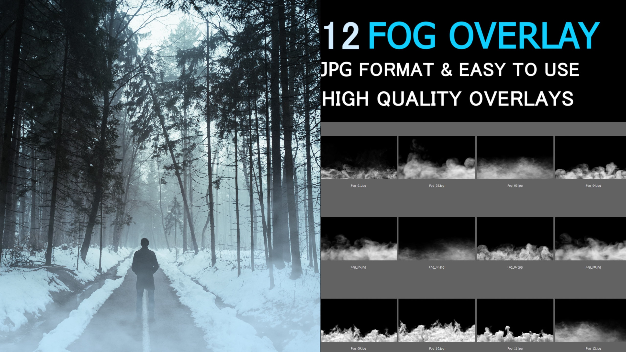 12 Fog Photo Overlays, Photoshop Overlays, JPG, Png, Tutorial Included ...