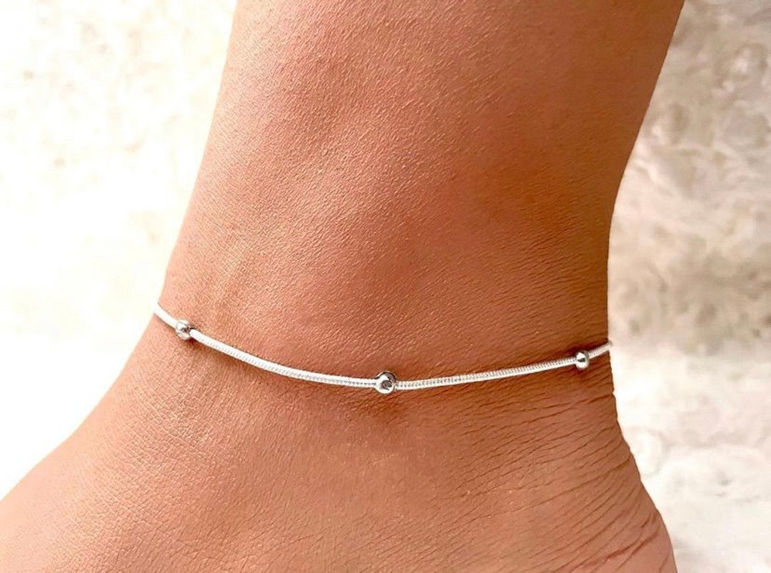 Silver Snake Chain Anklet - Etsy