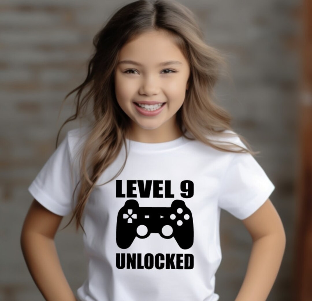 Level 9 Unlocked, Unisex 9th Birthday Shirt, Kids Gamer Tee, Leveled Up ...
