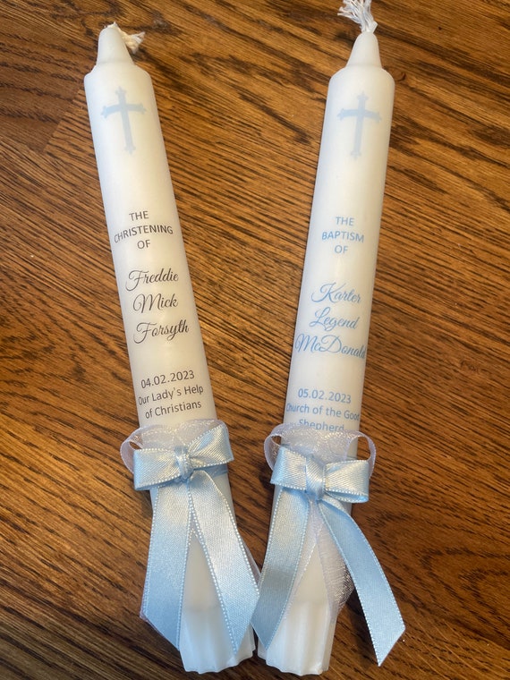 Personalized Baptism Taper Candles Personalised Special Quote Dinner