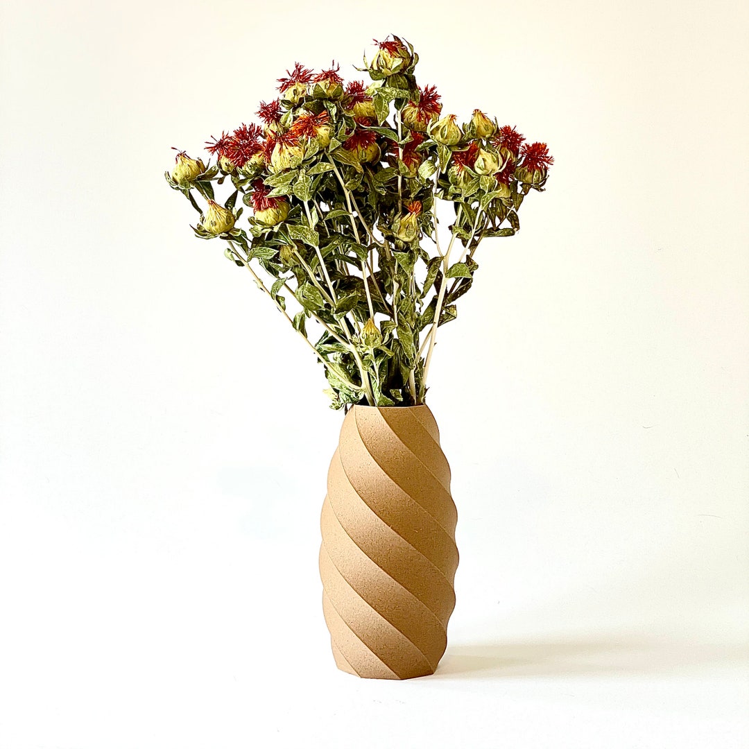 Dry Flower Vase swirl 3 Printed in Recycled Wood - Etsy