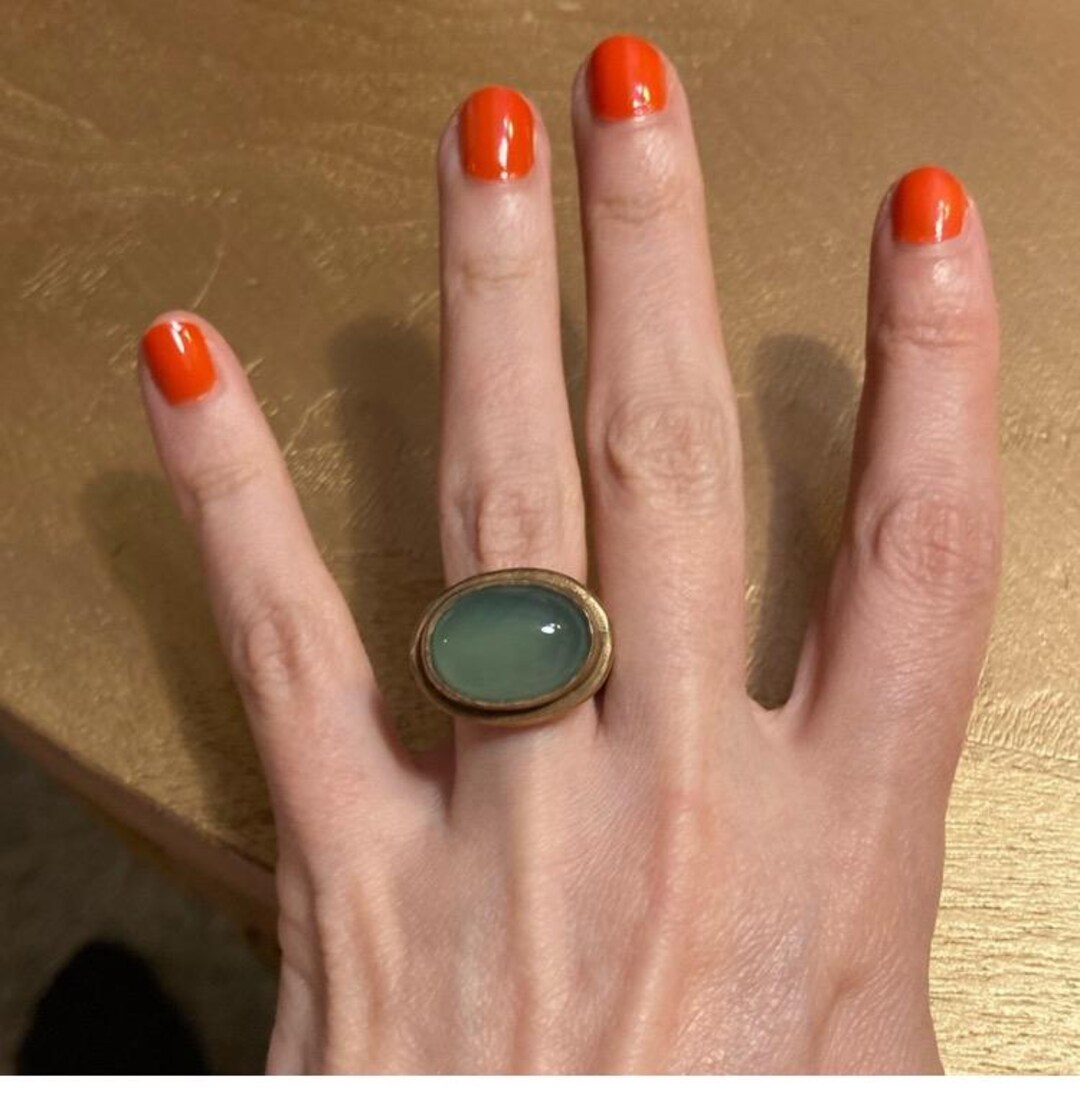 Sundance 18K Gold Plated Sterling Silver and Green Chabochon Center ...