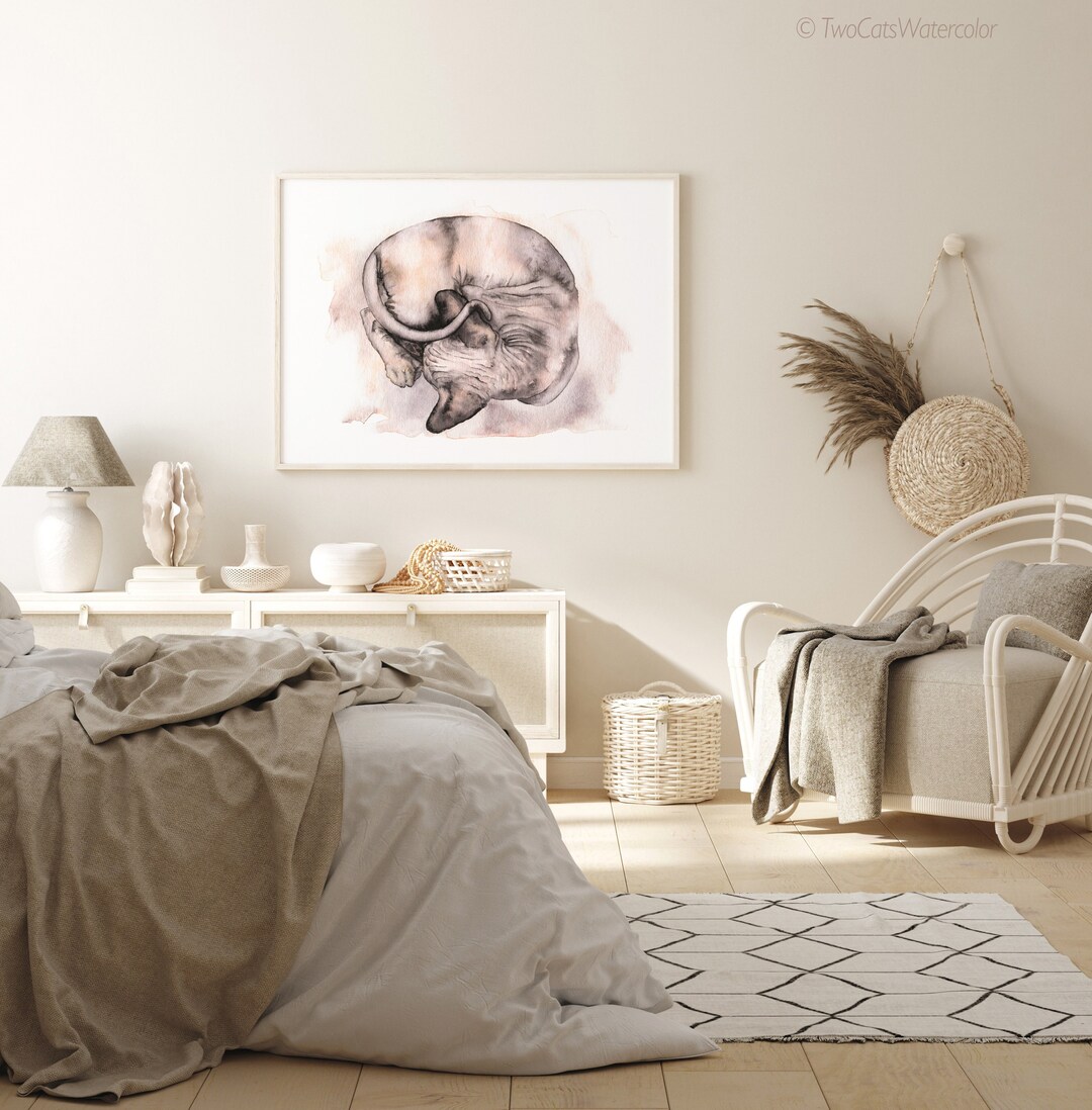 Sphynx Cat Art Print Sleeping Cat Painting Minimalist Cat Art - Etsy