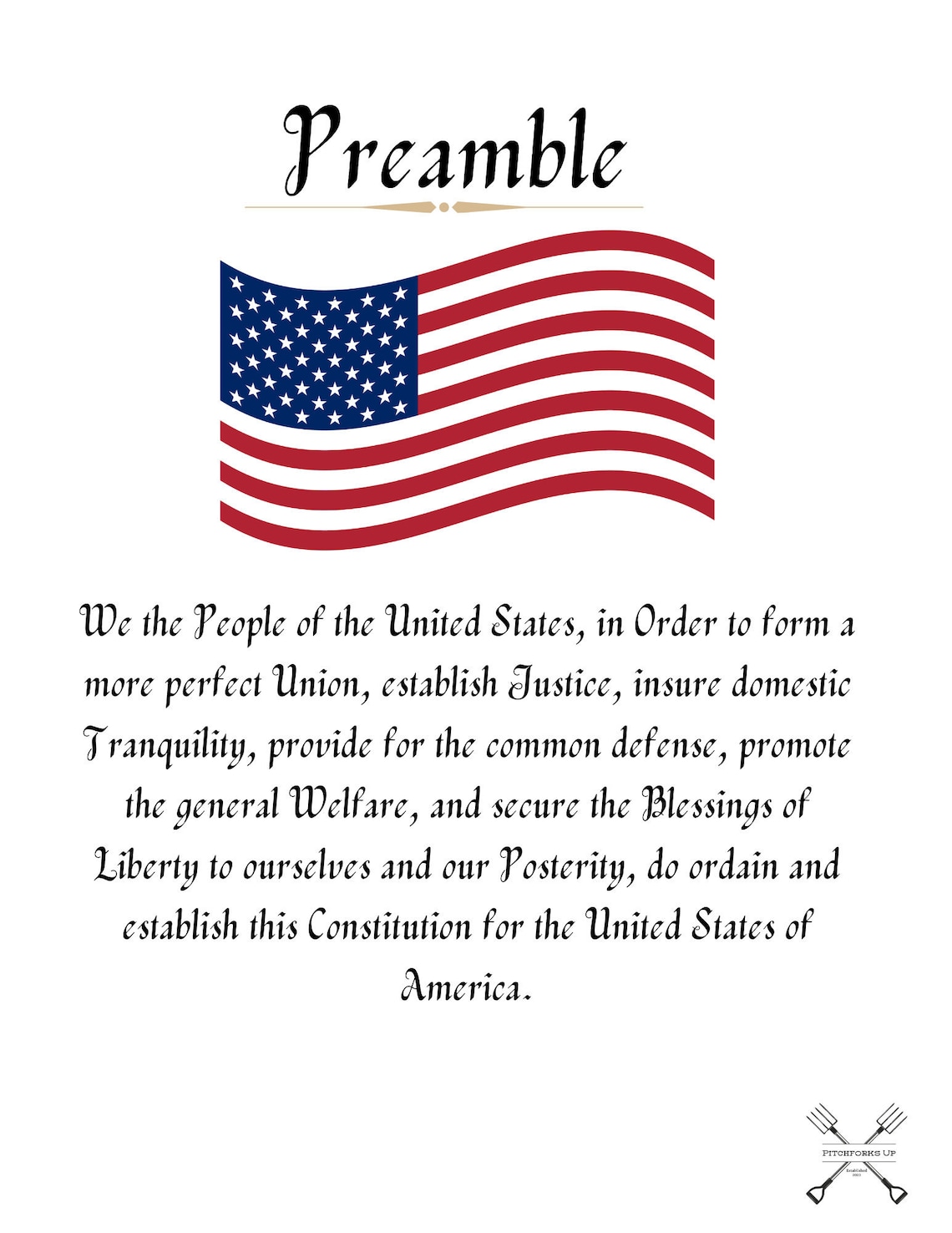 Preamble of the Unites States Constitution - Etsy