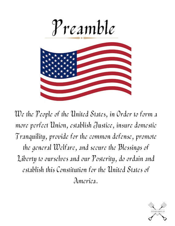 Preamble of the Unites States Constitution | Etsy