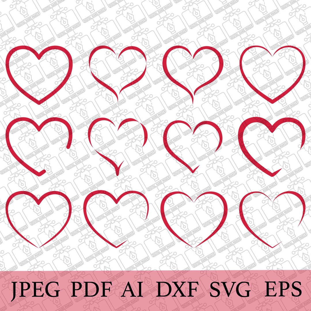 Open Heart Frame Svg Files for Cricut - Etsy