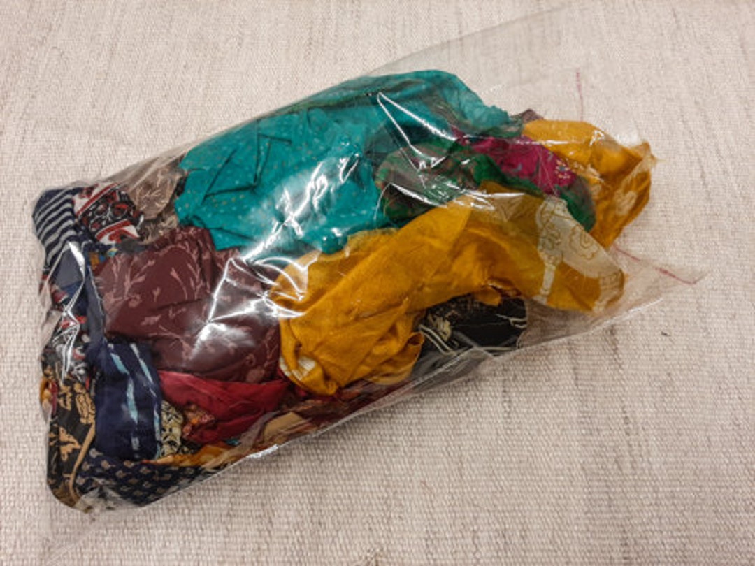 LARGE Grab Bag 200 Grams Pure Silk Scraps Snippets Recycled Upcycled ...