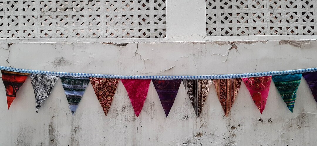 Silk Buntings Small Flag Garland Recycled Sari Handmade Flag - Etsy