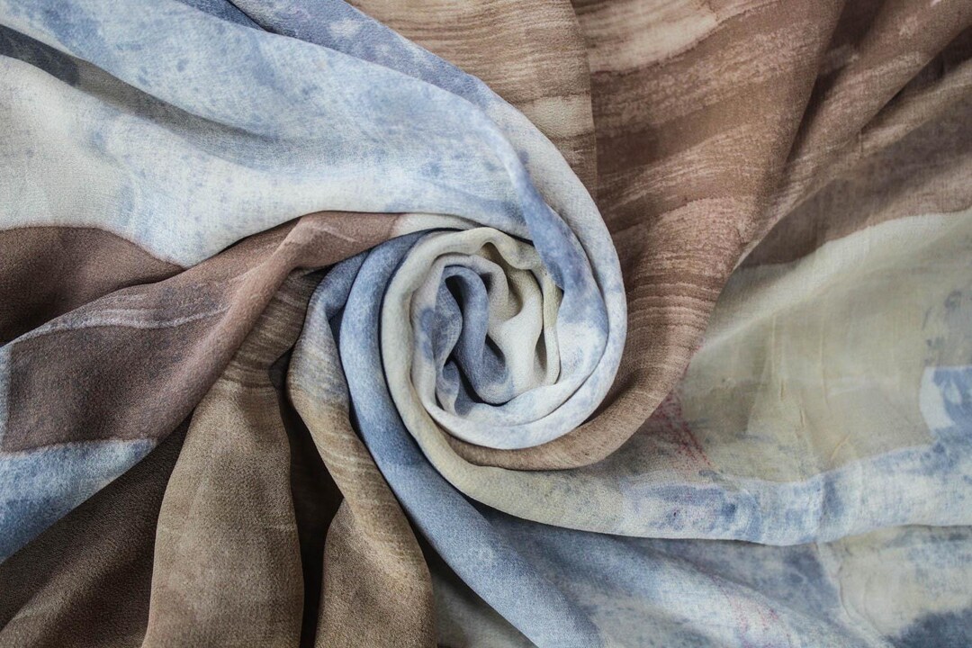 Women's Vintage Silk Chiffon Saree Hand-painted Floral Beauty in Soft ...