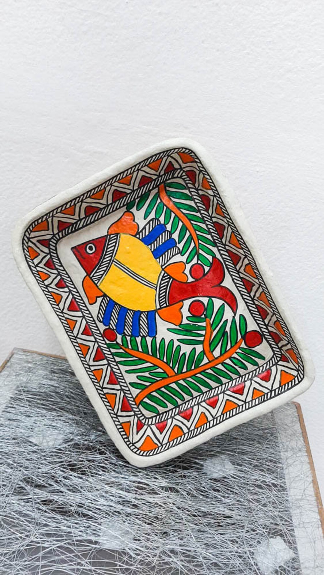 Handmade Paper Mache Tray Hand Painted Art Trinket Plate Gifts for Her ...