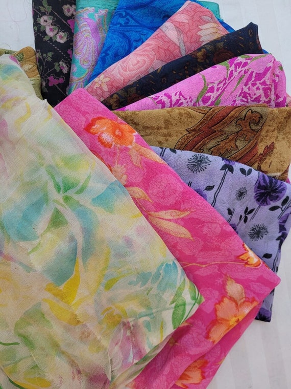 Soft Chiffon Silk by Weight Pure Silk Fabrics Lot Grab Bag Mixed Remnants Wholesale Fabric Scrap Snippets Swatches Light Silks Material SL14 Etsy UK