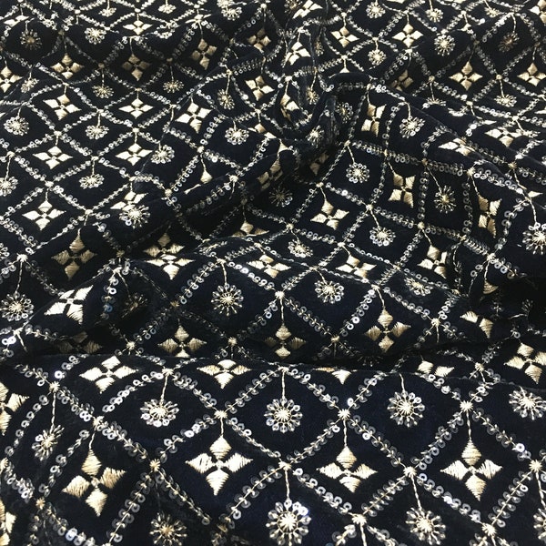 Beaded Velvet Fabric - Etsy