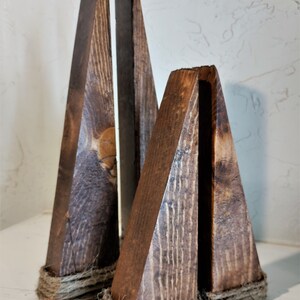 Wooden Tree Decor, Wood Stained Dotted Rustic Trees, Tabletop Wood Tree ...