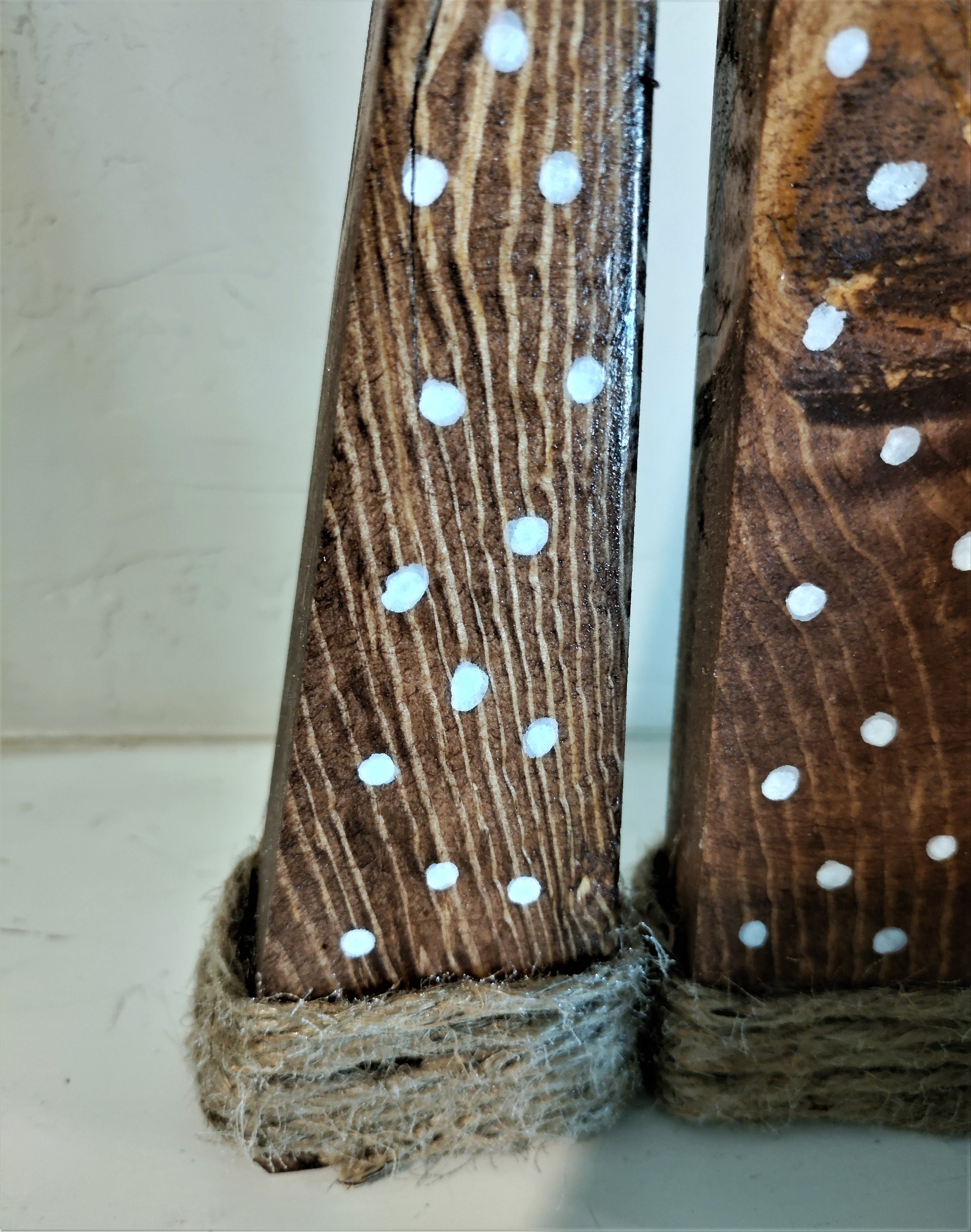 Wooden Tree Decor, Wood Stained Dotted Rustic Trees, Tabletop Wood Tree ...