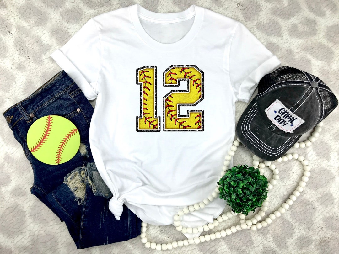Custom Number Softball Shirt, Custom Softball Boyfriend Shirt, Custom ...