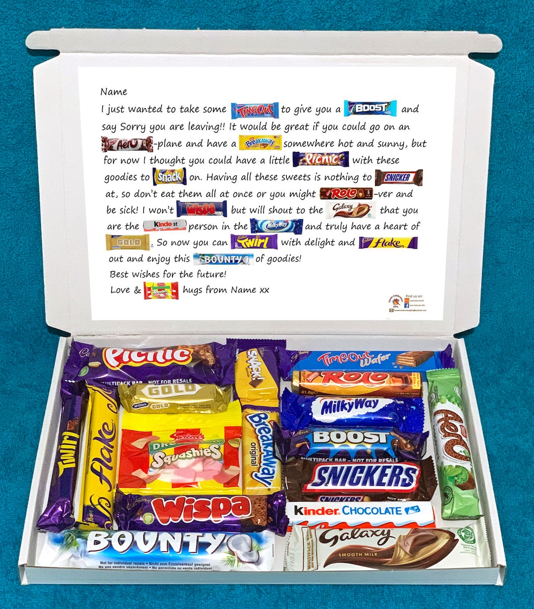 Sorry You're Leaving Personalised Chocolate Message Gift Box - Etsy UK