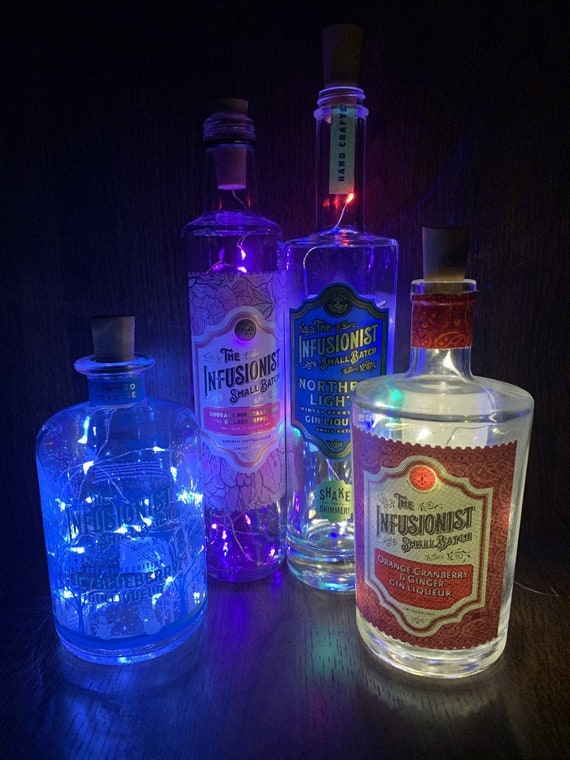 Light up Spirit Bottles Gin the Infusionist Home Bar | Etsy UK