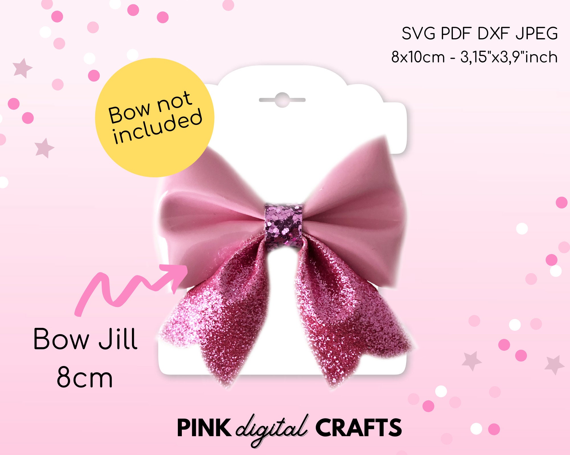 Basic Bow Card Display Cards SVG, Hairclip Card SVG, Bow Card Template ...