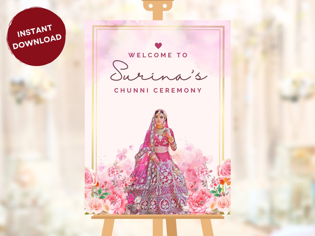 Welcome Sign | Chunni | Chunni Ceremony | Mayian Sign | Reception Sign ...