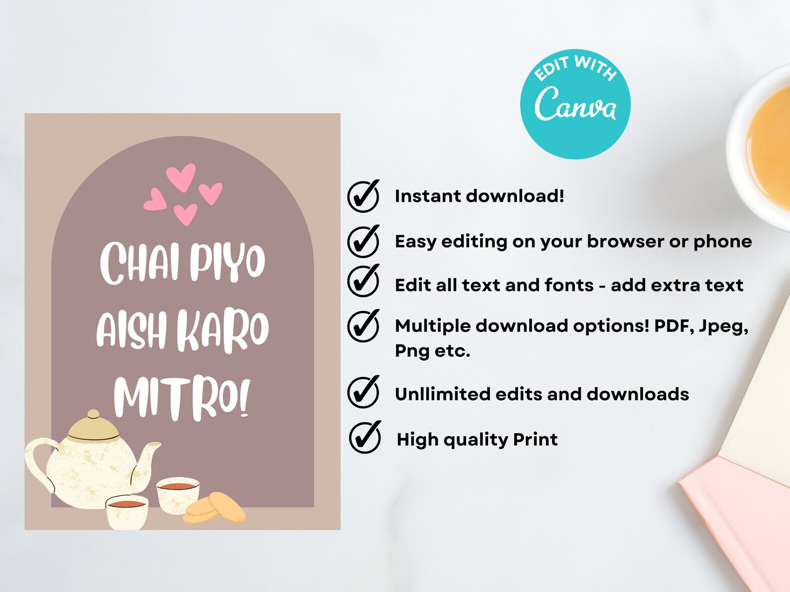 Chai Sign | Chai Piyo Aish Karo | Tea Welcome Sign | Cha Sign | Tea ...