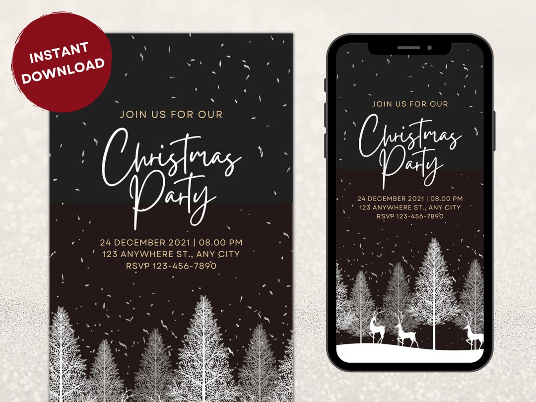 Editable Christmas Party Invitation: Holiday Template (digital Download ...