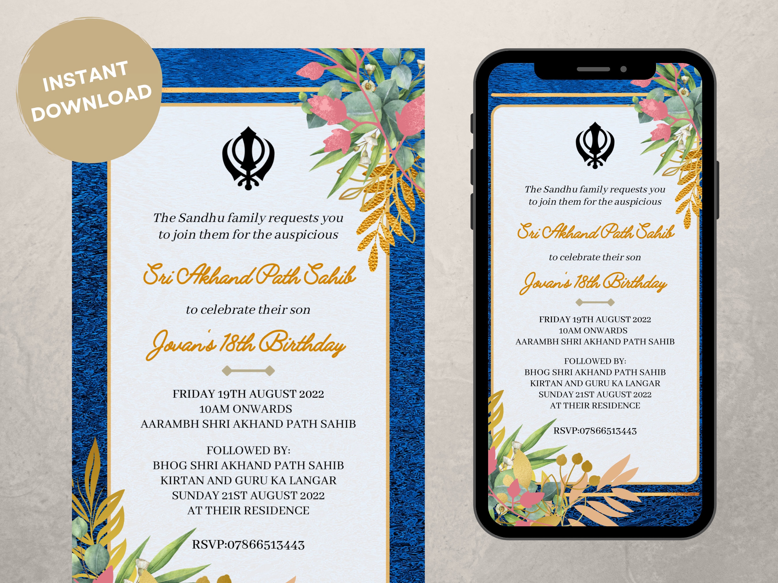 Elegant Akhand Path Invitation Template: Sikh Invite (digital Download ...