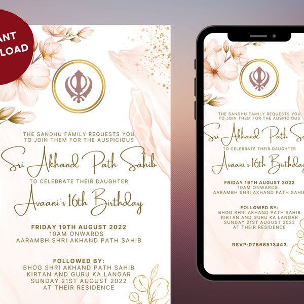 Akhand Path Invitation Card - Etsy