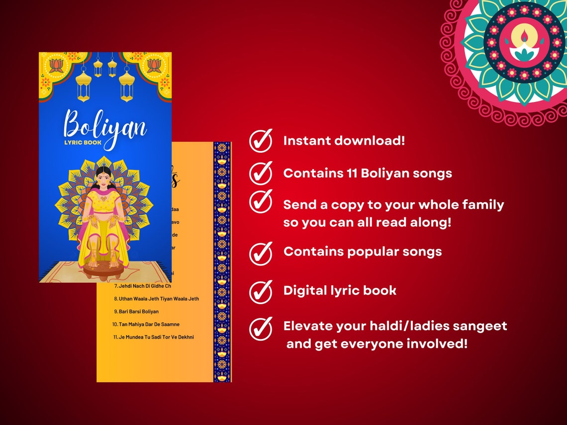 Punjabi Wedding Boliyan Song Book: Ladies Sangeet Lyrics (digital ...
