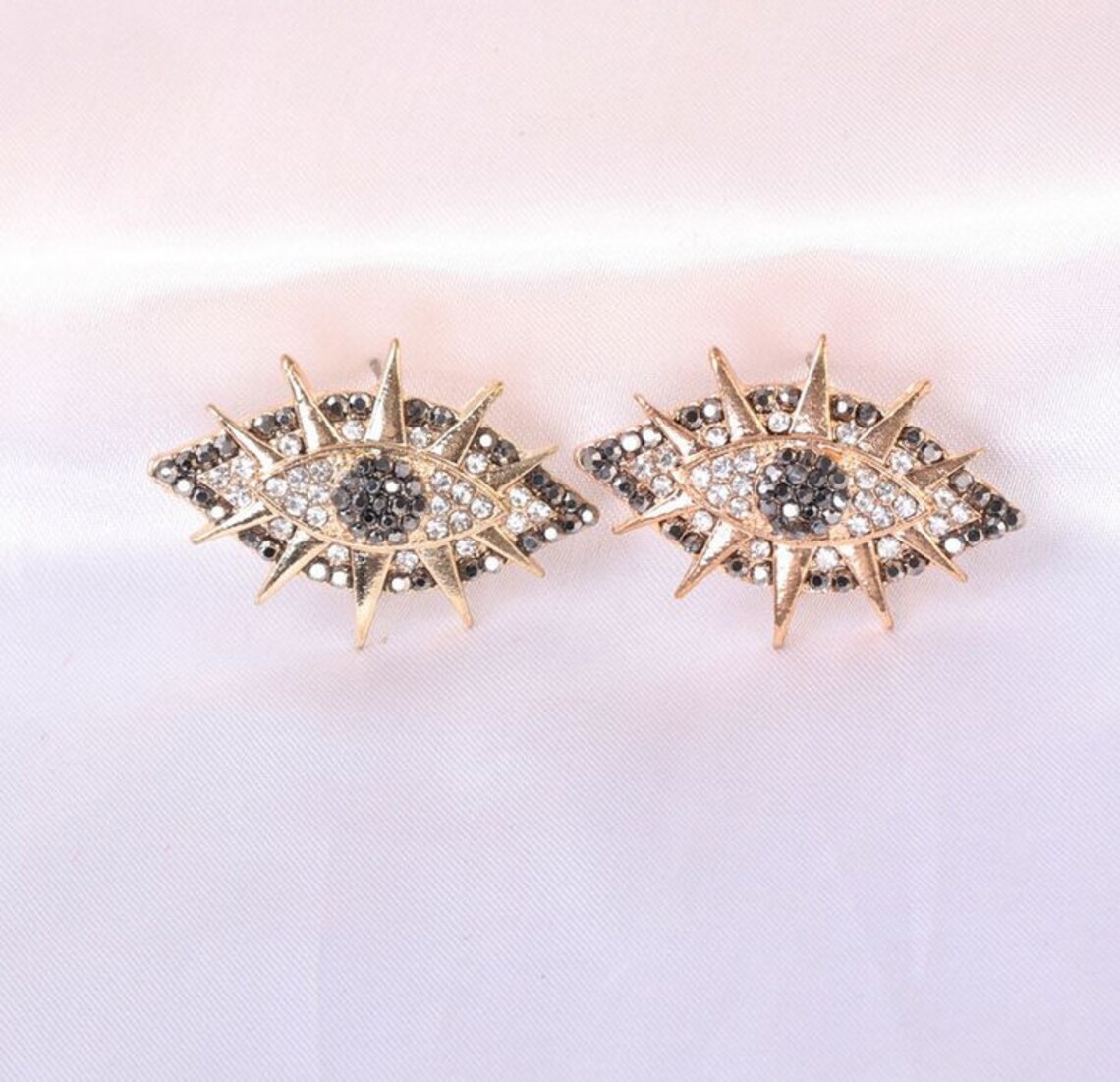 Diamond Devil's Eye Studs Faux Diamonds Evil Eye - Etsy
