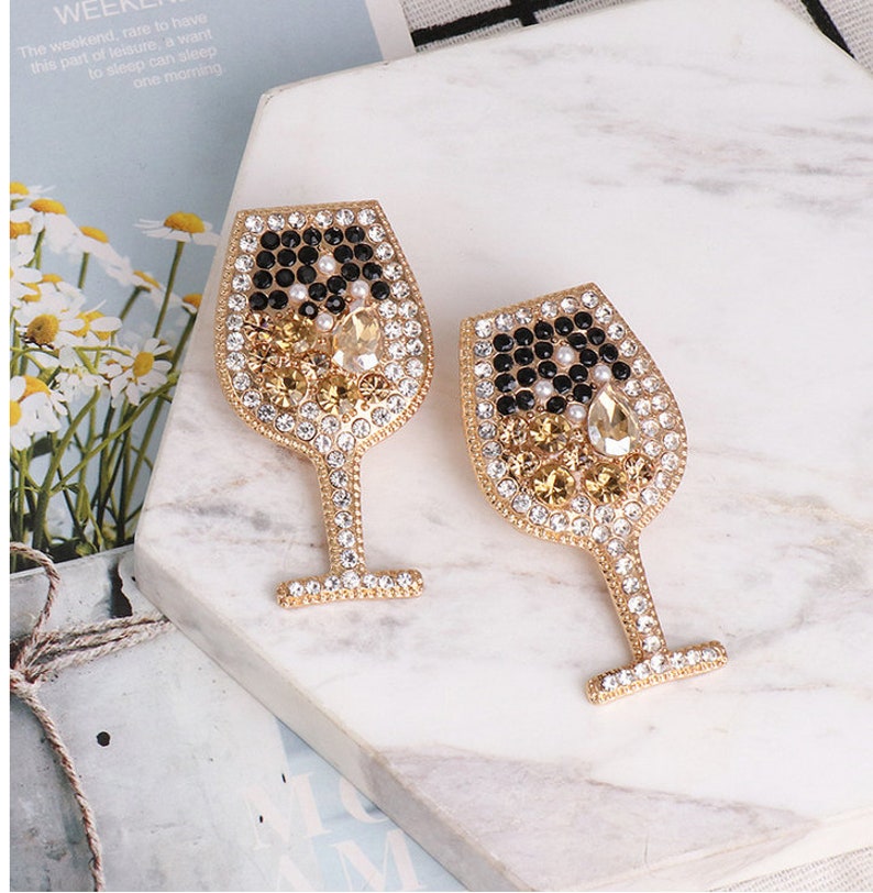 Purple or Champagne Color Wine Glass Earrings Large - Etsy